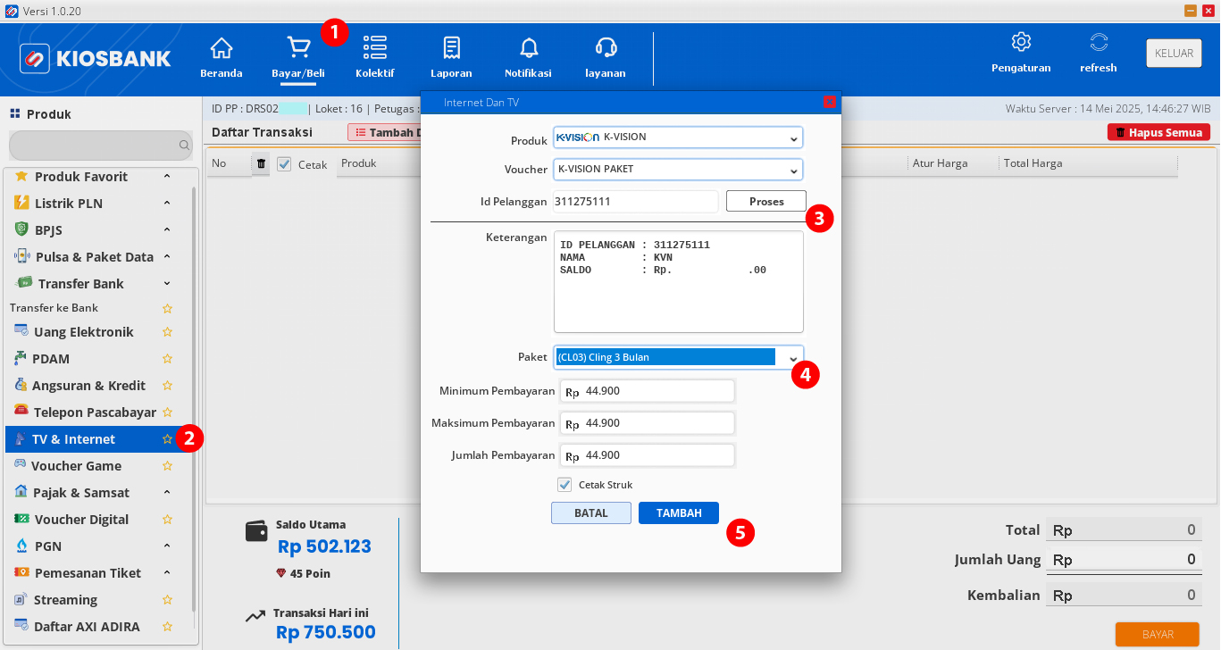 Bayar Tagihan TV Berlangganan dan Internet di Kiosbank